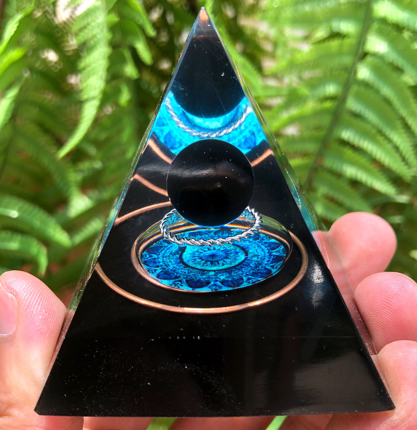 Fantasy magic obsidian Sphere Orgone/Crystal Pyramid | Etsy