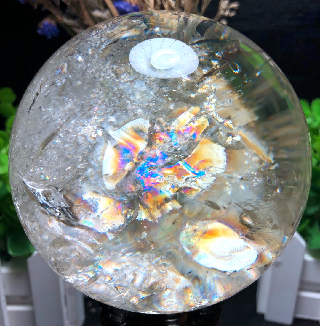 Extra Large Clear Rainbow White Crystal Quartz Sphere/rainbow Crystal ...