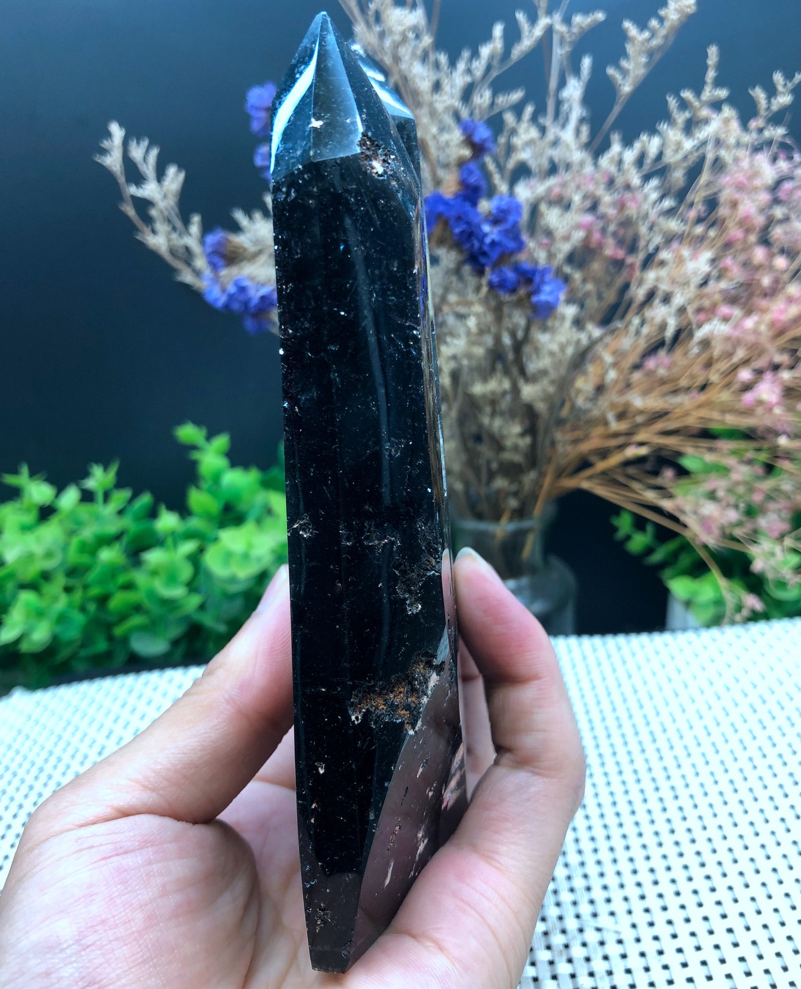 Rare Natural black Tourmaline Rutilated Quartz Tower/black | Etsy
