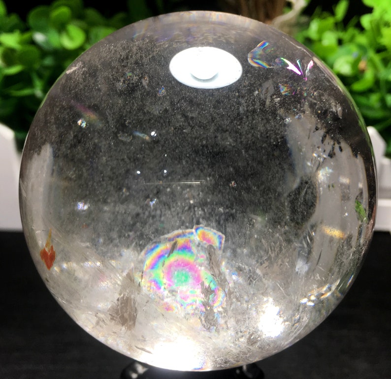 Large Clear Rainbow white Crystal Quartz sphere/Rainbow | Etsy