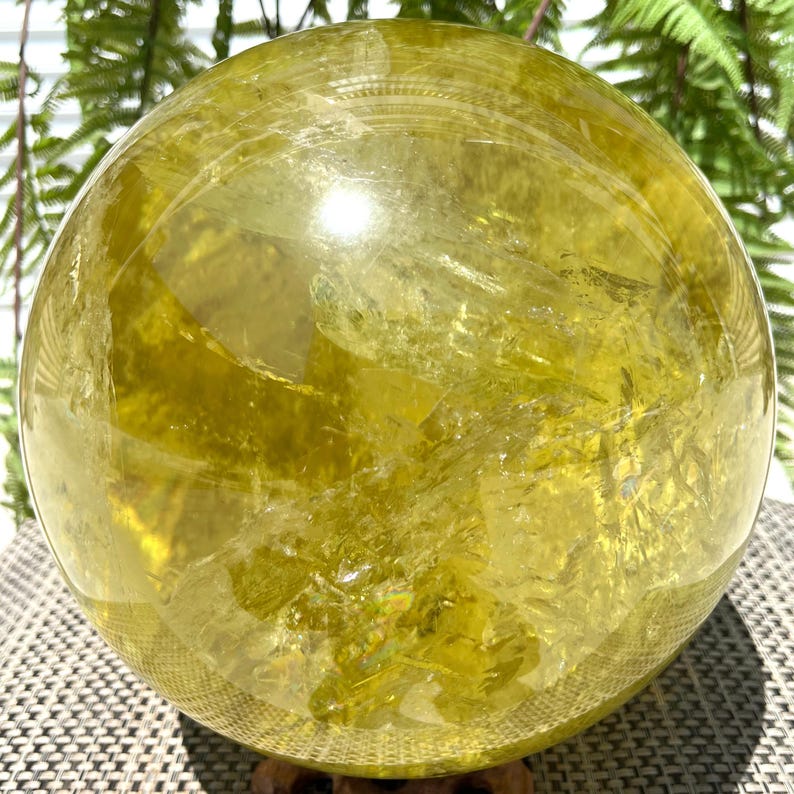 Natural Large Rainbow Citrine Quartz Crystal Sphere/citrine Ball/chakra ...
