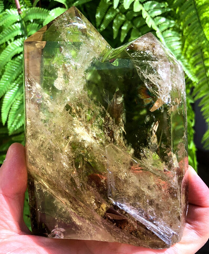 Natural Large Transparent Headed Yellow Citrine Crystal Quartz Point ...