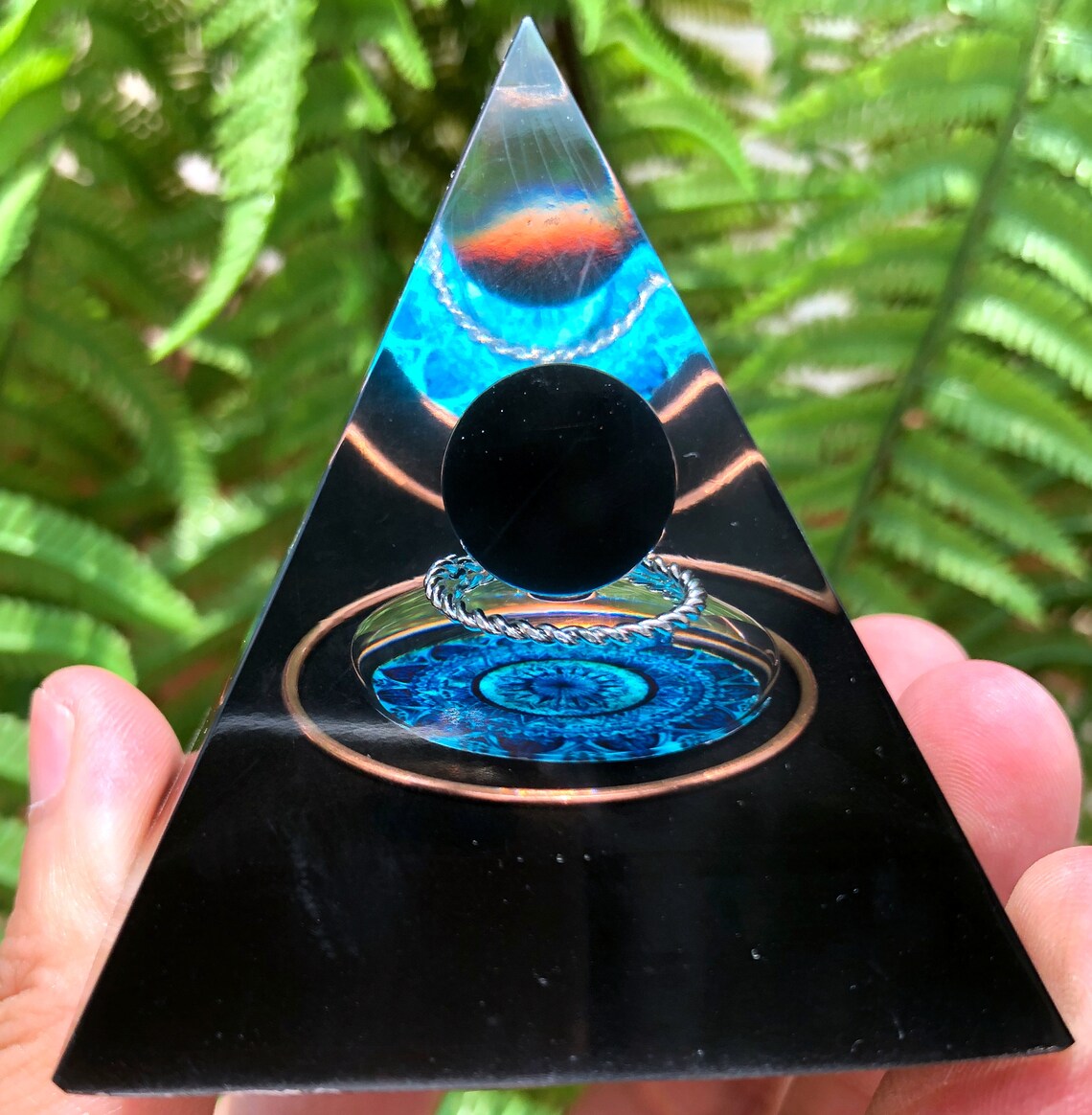 Fantasy magic obsidian Sphere Orgone/Crystal Pyramid | Etsy