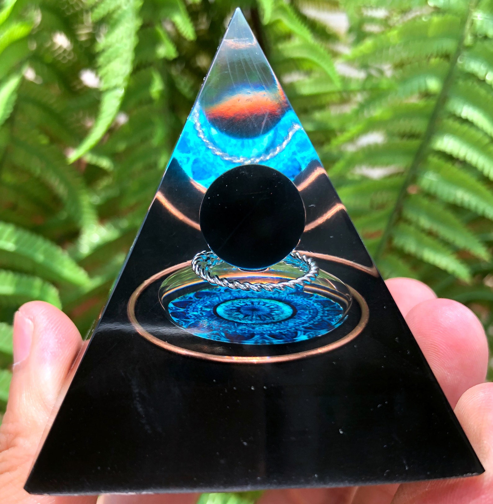 Fantasy magic obsidian Sphere Orgone/Crystal Pyramid | Etsy