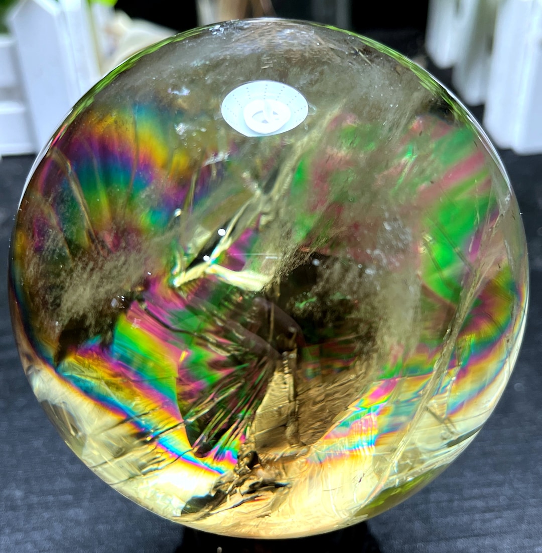 Natural Large Rainbow Citrine Quartz Crystal Sphere/citrine Ball/chakra ...