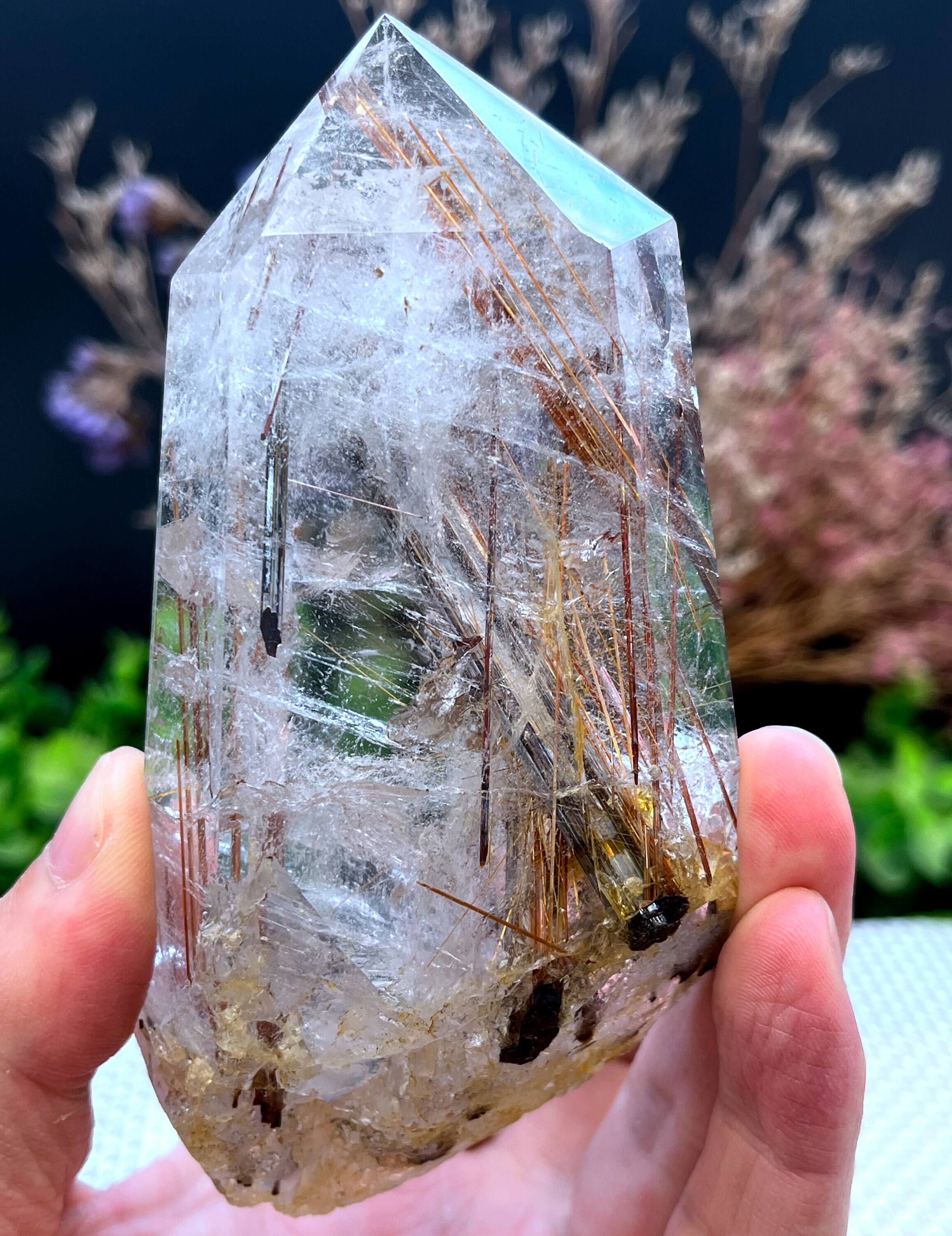 Rare Large Clear Brown Rutilated Inclusions Quartz Point/crystal Tower ...