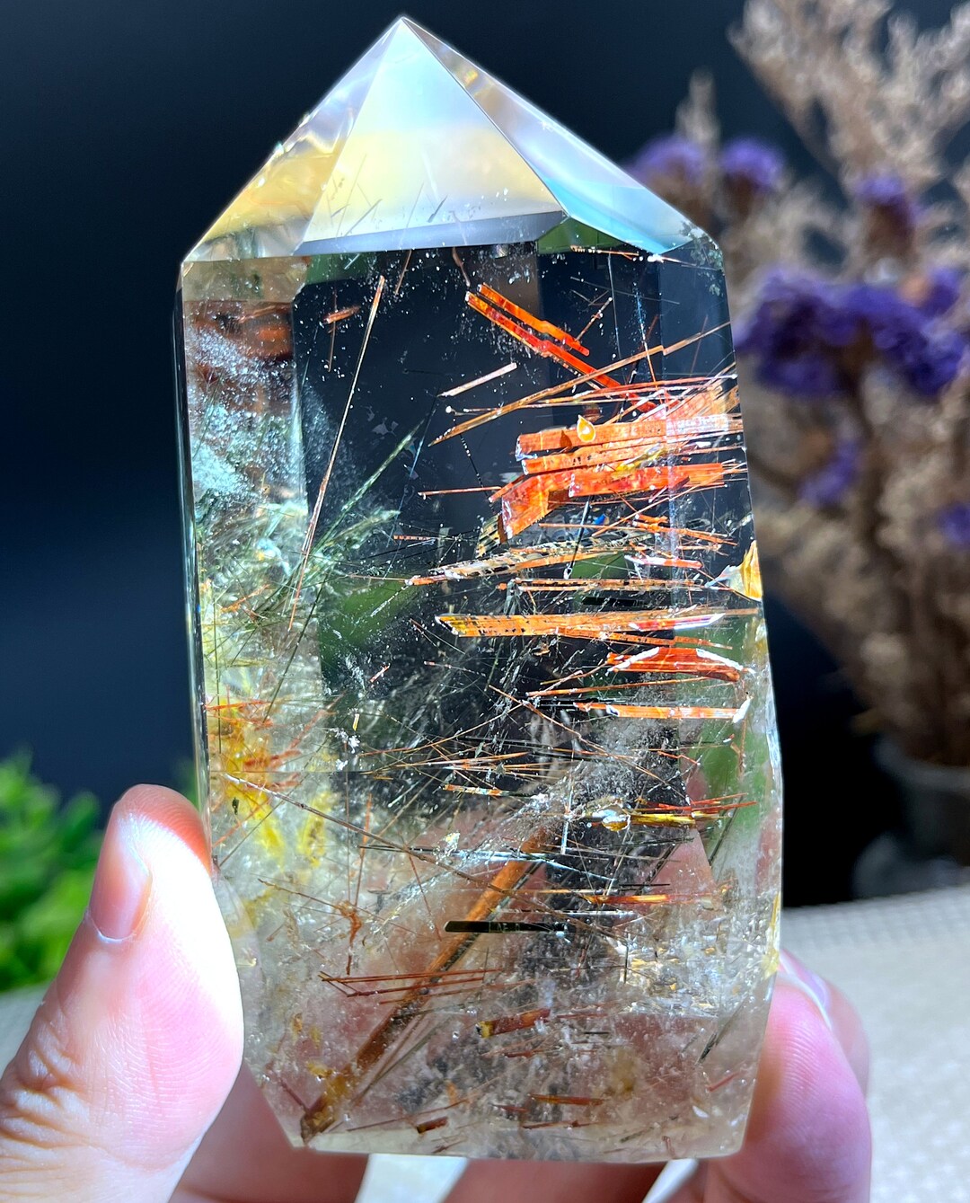Rare Large Clear Brown Rutilated Inclusions Quartz Point/crystal Tower ...