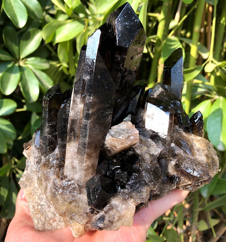 Top Large Raw Black Crystal Cluster/black Quartz - Etsy