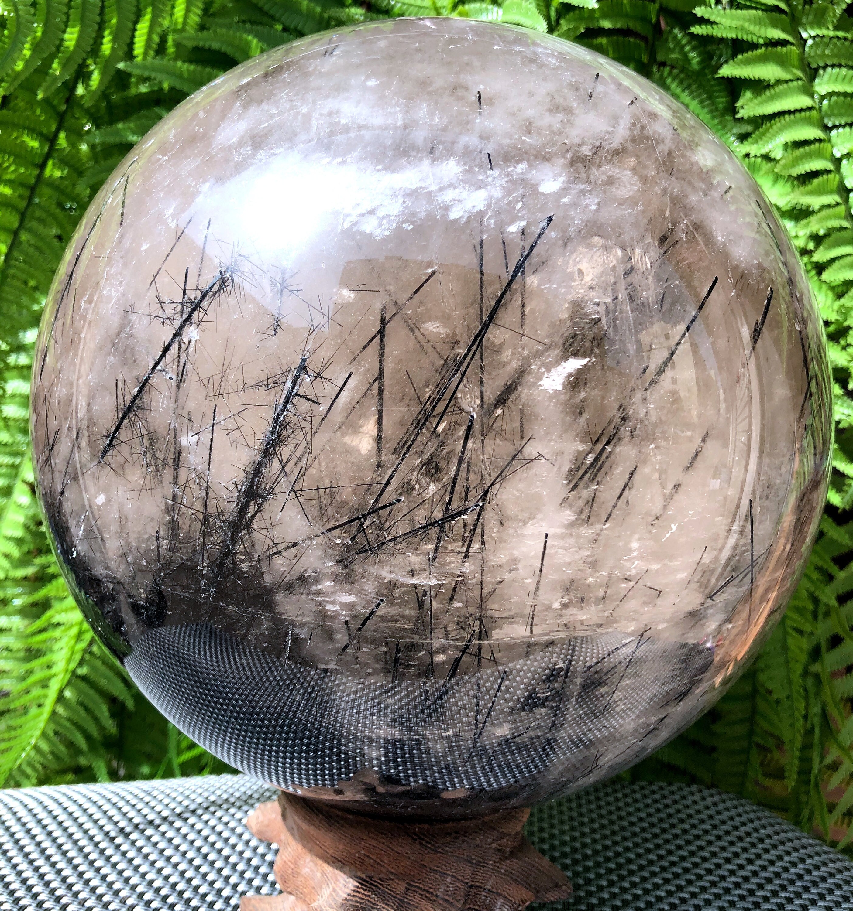 Natural Rare Transparent Black Tourmaline Rutilated Crystal Quartz Ball ...