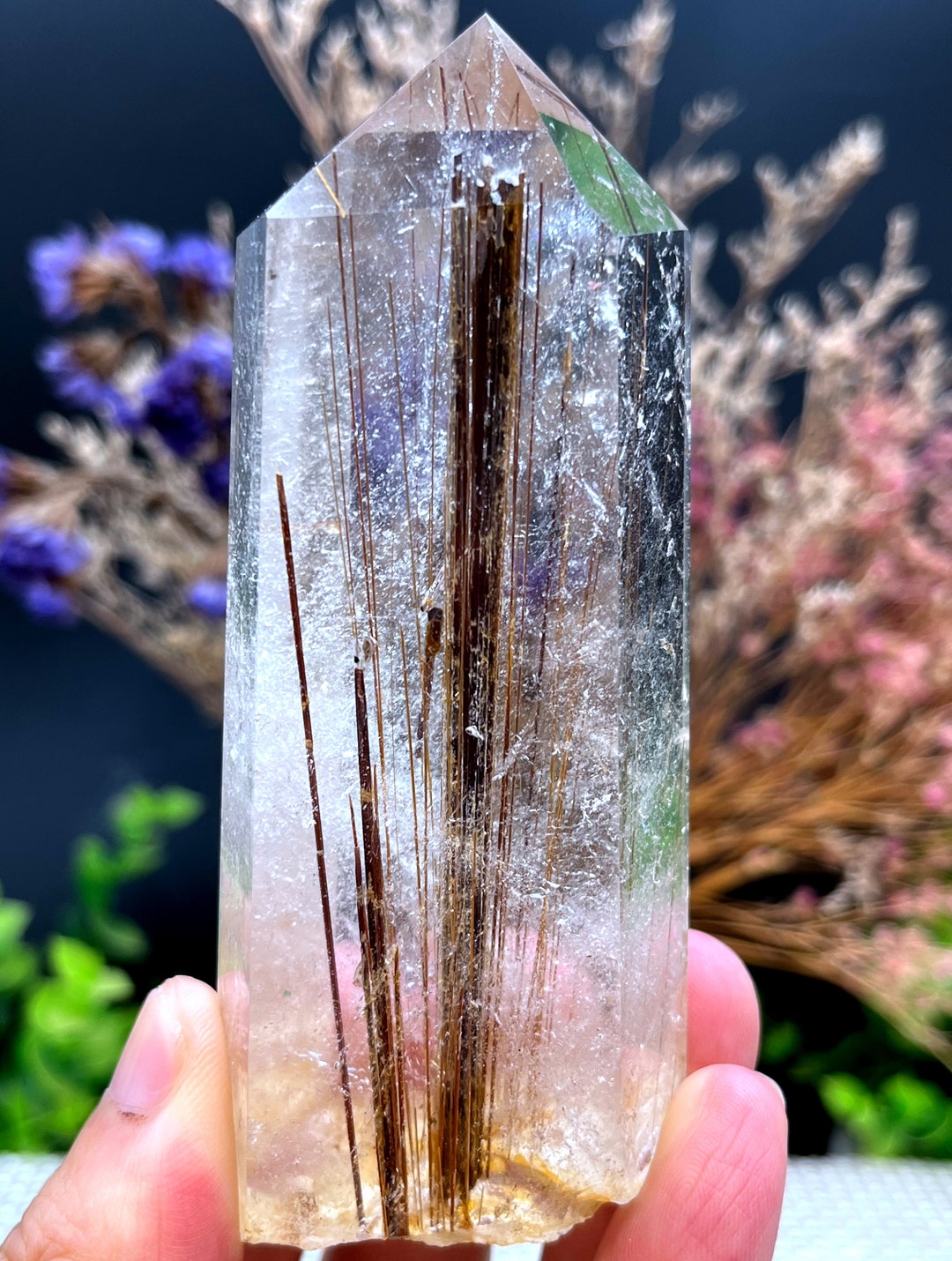 Rare Large Clear Brown Rutilated Inclusions Quartz Point/crystal Tower ...