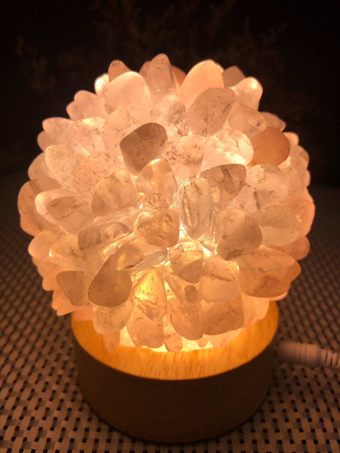 Natural Pink crystal night light/illumination light/Night | Etsy