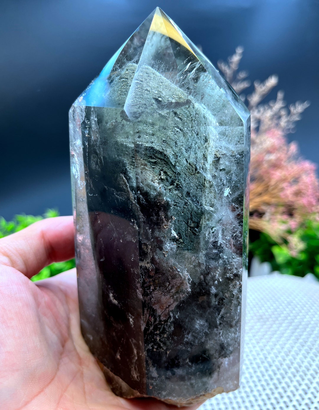 Rare Natural Large Included Garden Green Phantom Quartz Tower /scenic ...