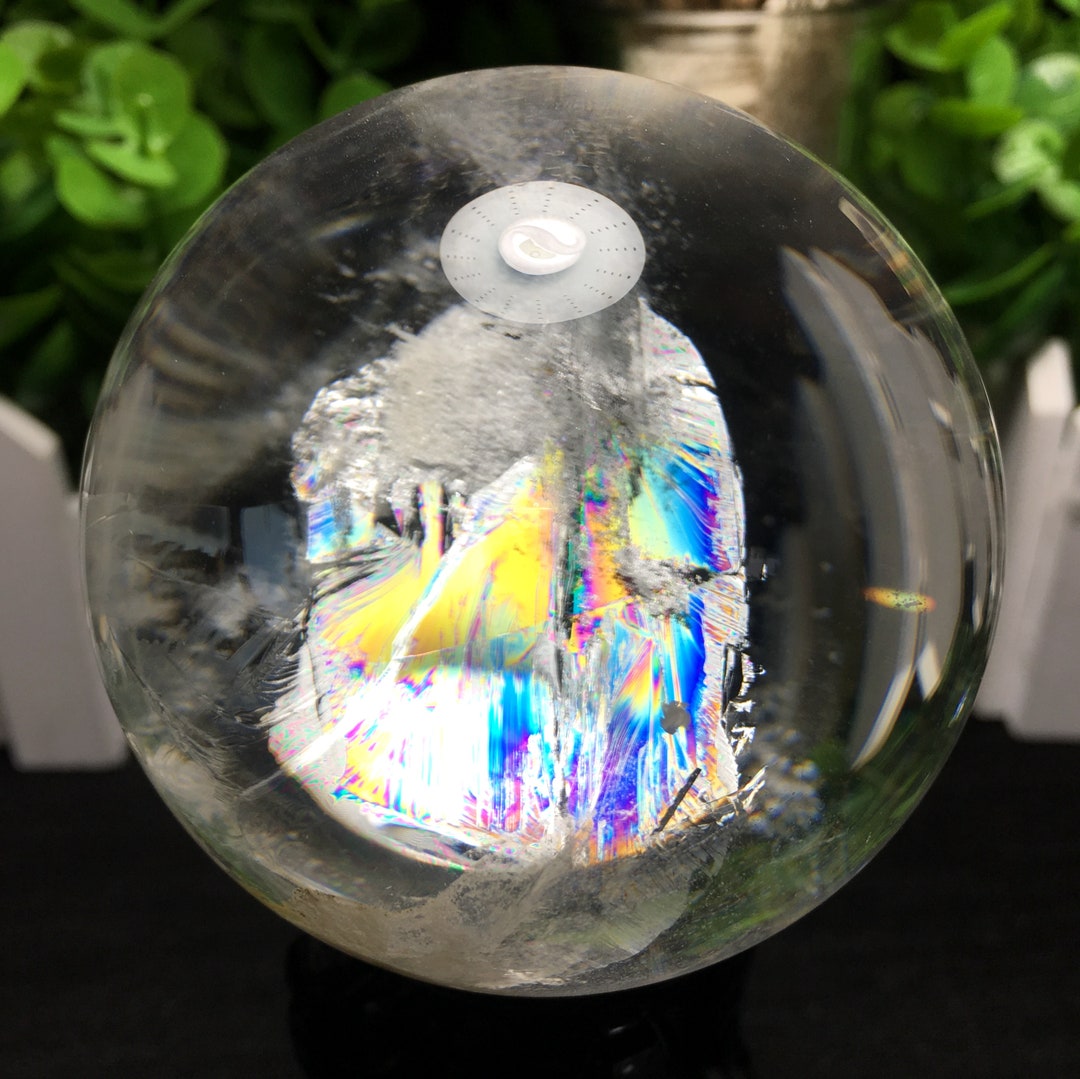 Large Clear Rainbow White Crystal Quartz Sphere/rainbow Crystal Ball ...