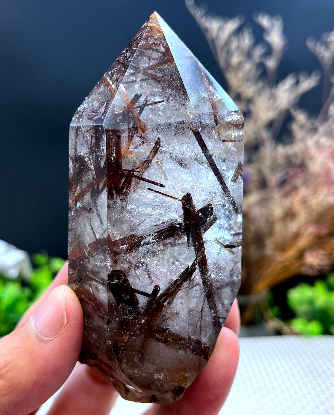 Rare Large Clear Brown Rutilated Inclusions Quartz Point/crystal Tower ...