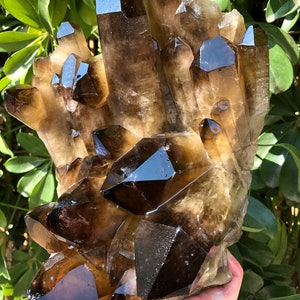 Large Raw Smoke Crystal + Yellow Crystal Crystal Cluster/quartz Cluster ...