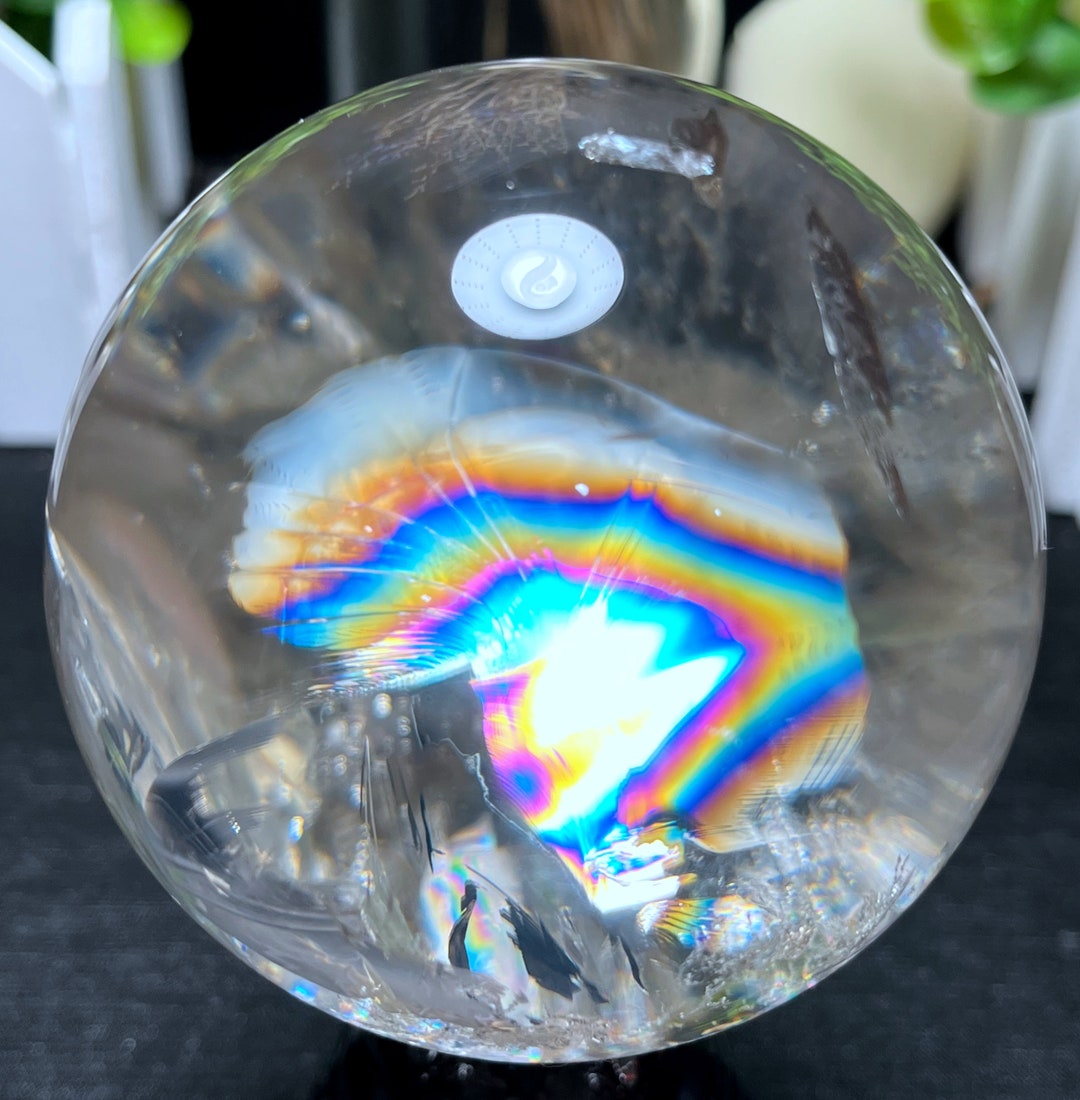 Large Clear Rainbow White Crystal Quartz Sphere/rainbow Crystal Ball ...