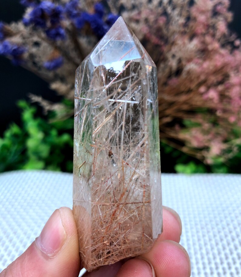 Rare Large Clear Golden Rutilated Inclusions Quartz Point/crystal Tower ...