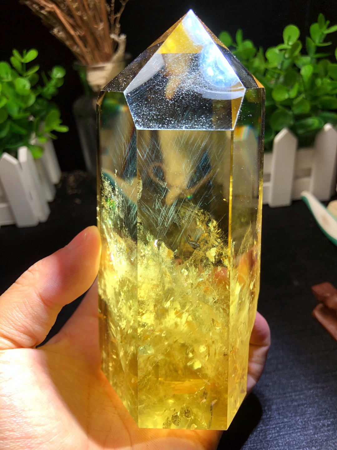 Natural Transparent Headed Yellow Citrine Crystal Quartz "blue Needle ...
