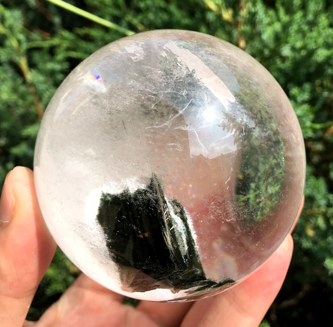 Natural Clear Rainbow White Crystal + Garden Green Phantom Quartz ...