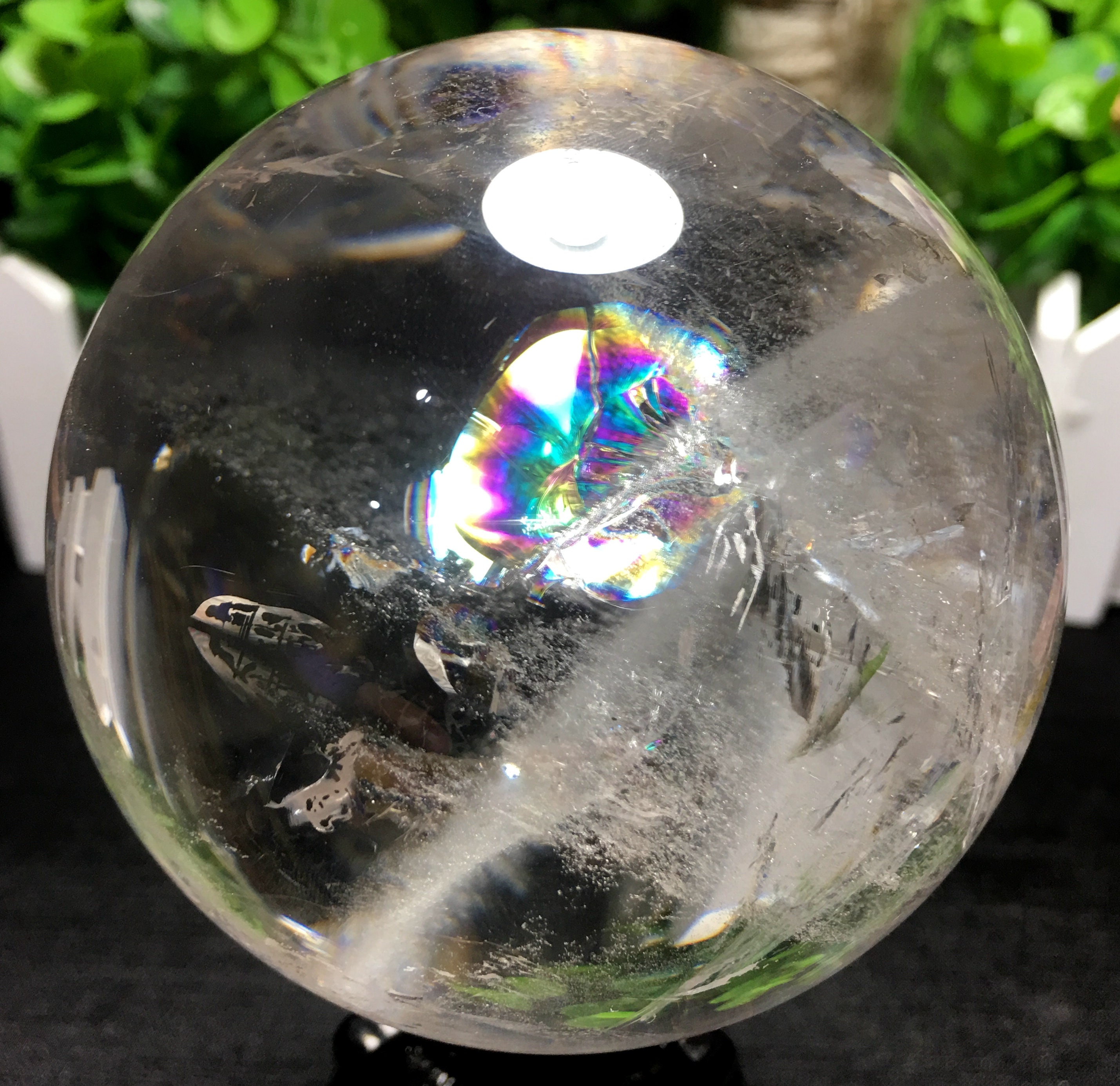 Large Clear Rainbow white Crystal Quartz sphere/Rainbow | Etsy