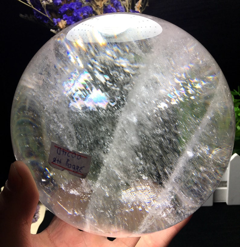Large Clear Rainbow White Crystal Quartz Sphere/rainbow - Etsy