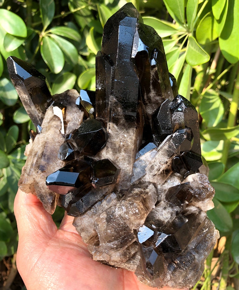 Top Large Raw Black Crystal Cluster/black Quartz - Etsy