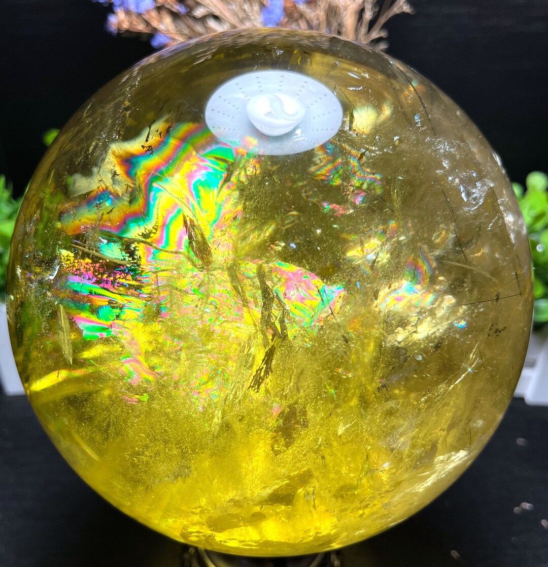 Natural Large Rainbow Citrine Quartz Crystal Sphere/citrine Ball/chakra ...