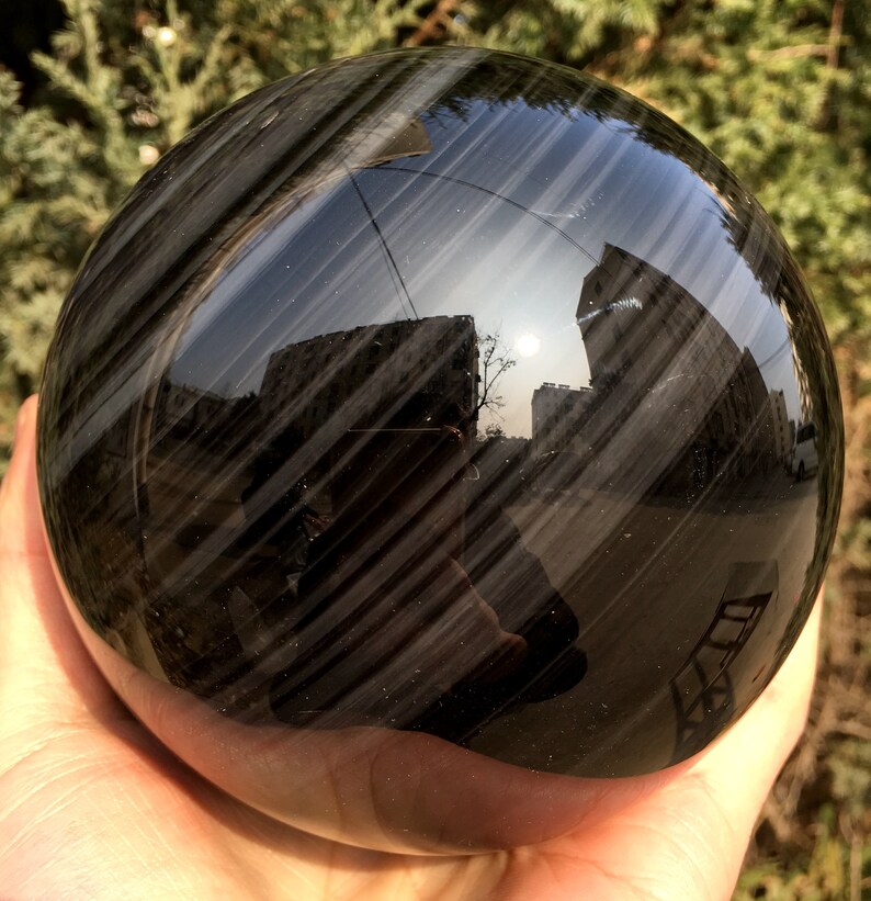 Extra Large Gold Sheen Obsidian Sphere/natural Black Obsidian | Etsy
