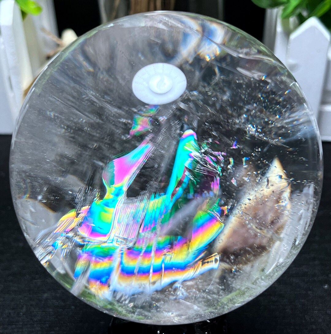 Extra Large Clear Rainbow White Crystal Quartz Sphere/rainbow Crystal ...