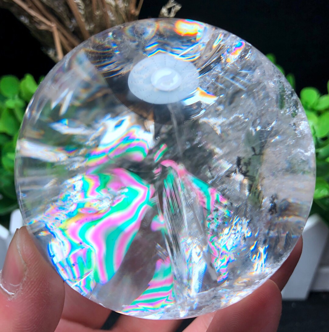 Extra Large Clear Rainbow White Crystal Quartz Sphere/rainbow Crystal ...