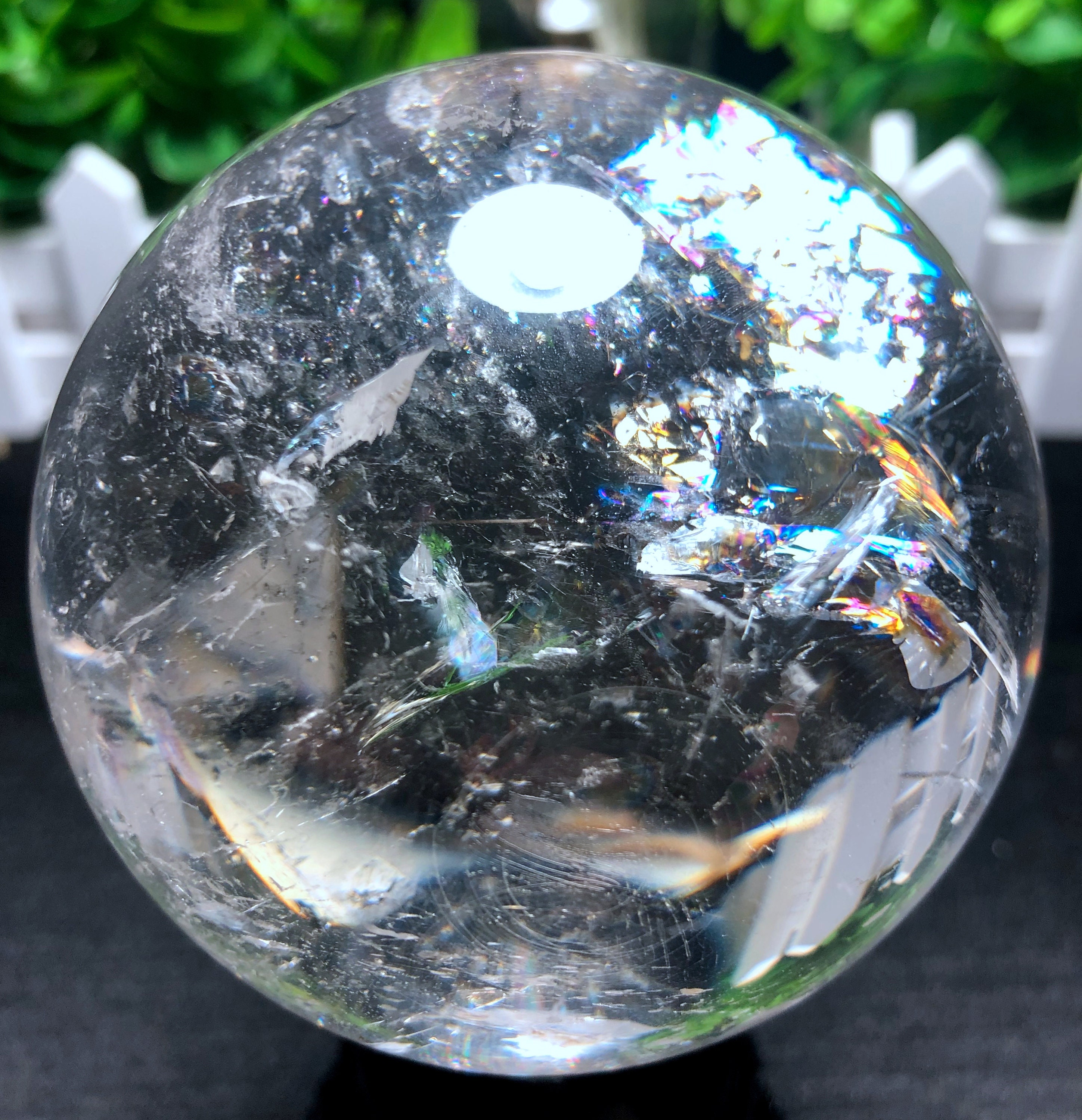 Large Clear Rainbow white Crystal Quartz sphere/Rainbow | Etsy