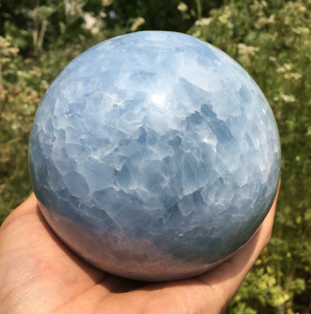 Large Natural Blue Celestite Crystal Quartz Ball / Kyanite Sphere ...