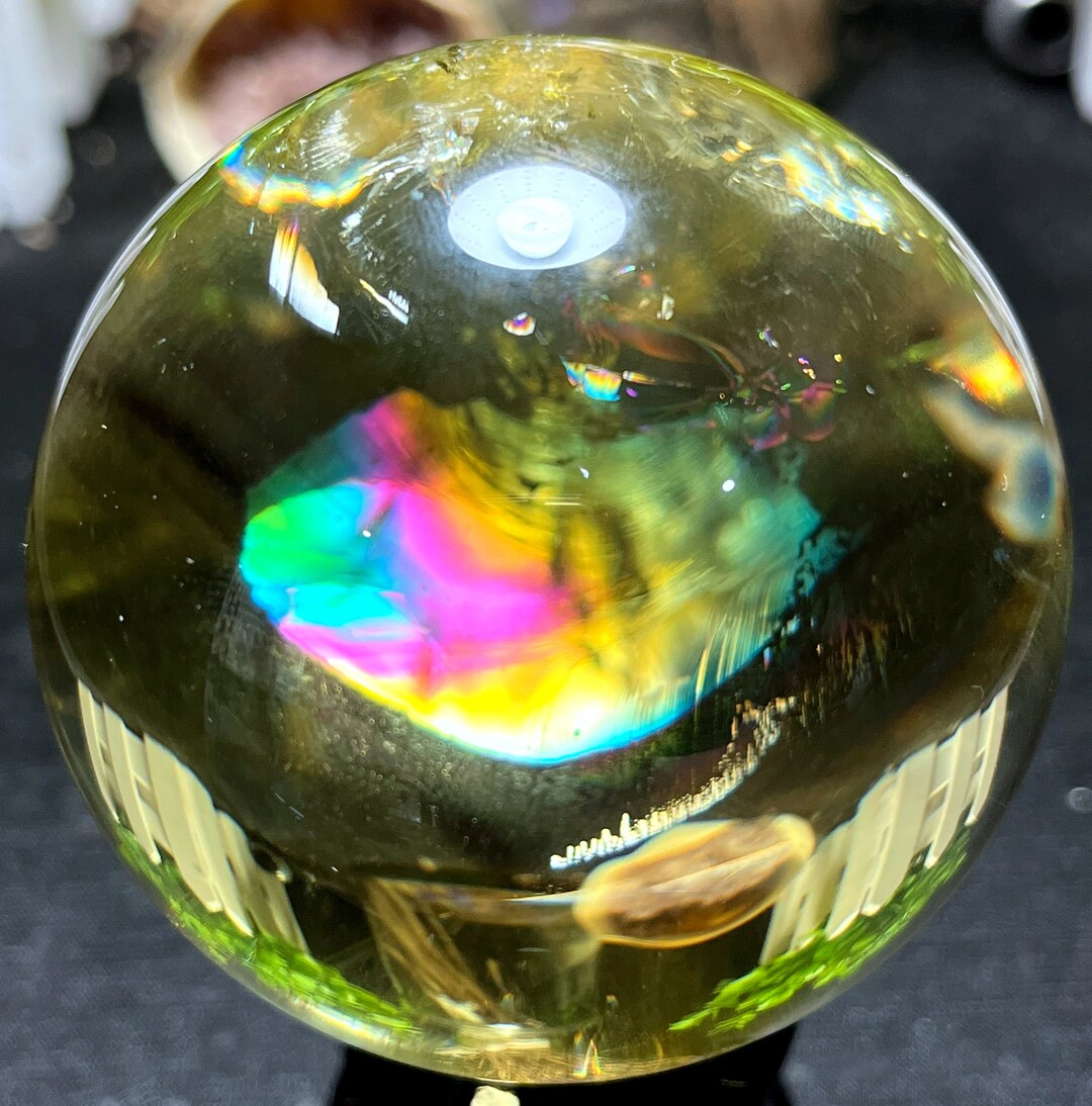 Natural Large Rainbow Citrine Quartz Crystal Sphere/citrine Ball/chakra ...