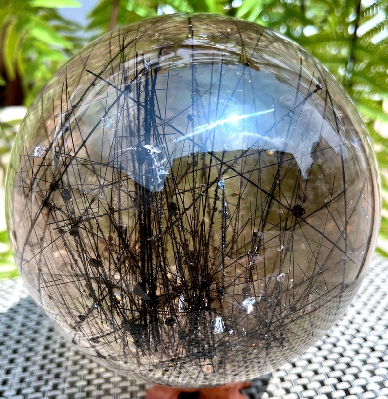 Natural Rare Transparent Black Tourmaline Rutilated Crystal Quartz Ball ...