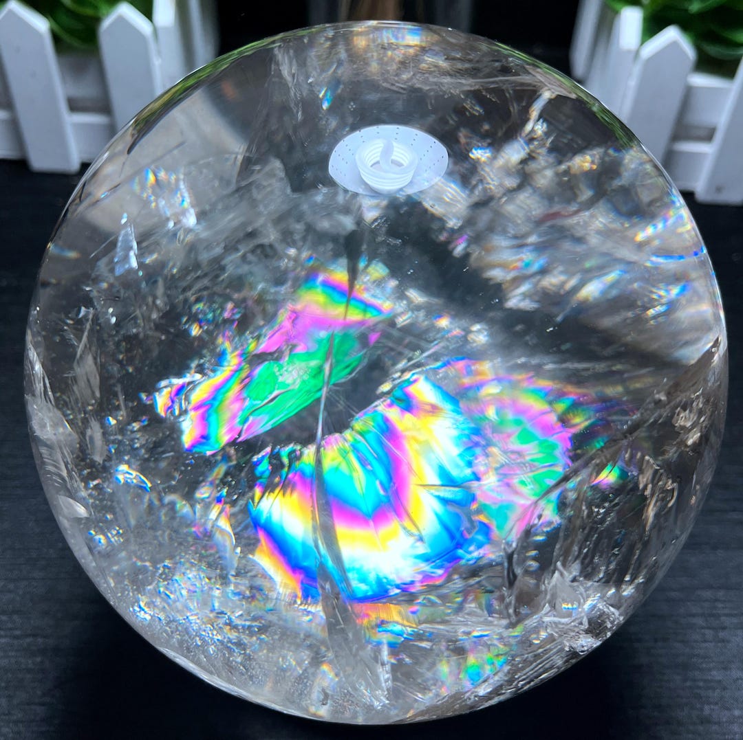 Large Clear Rainbow White Crystal Quartz Sphere/rainbow Crystal Ball ...