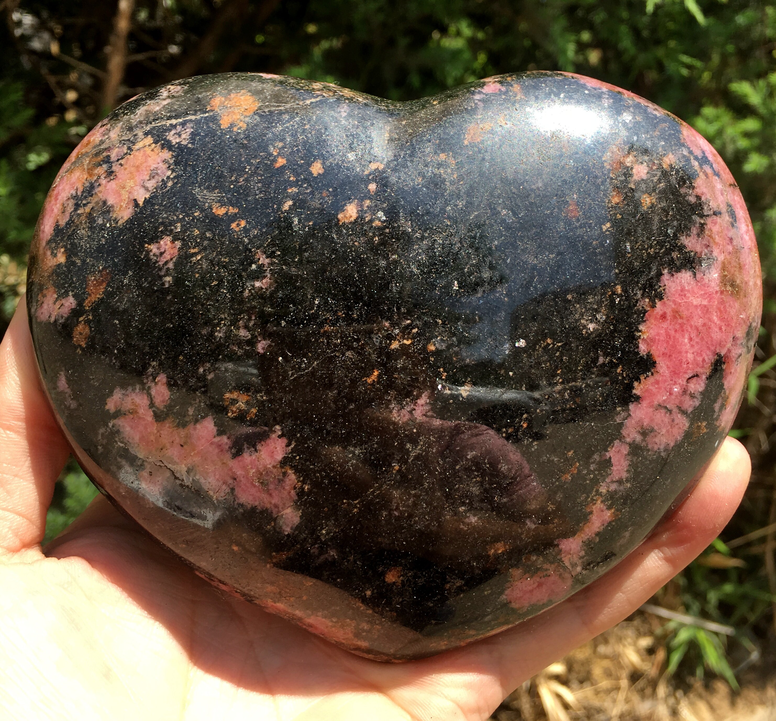 Large Pink And Black Rhodonite Crystal Heart/Pink Rhodonite | Etsy