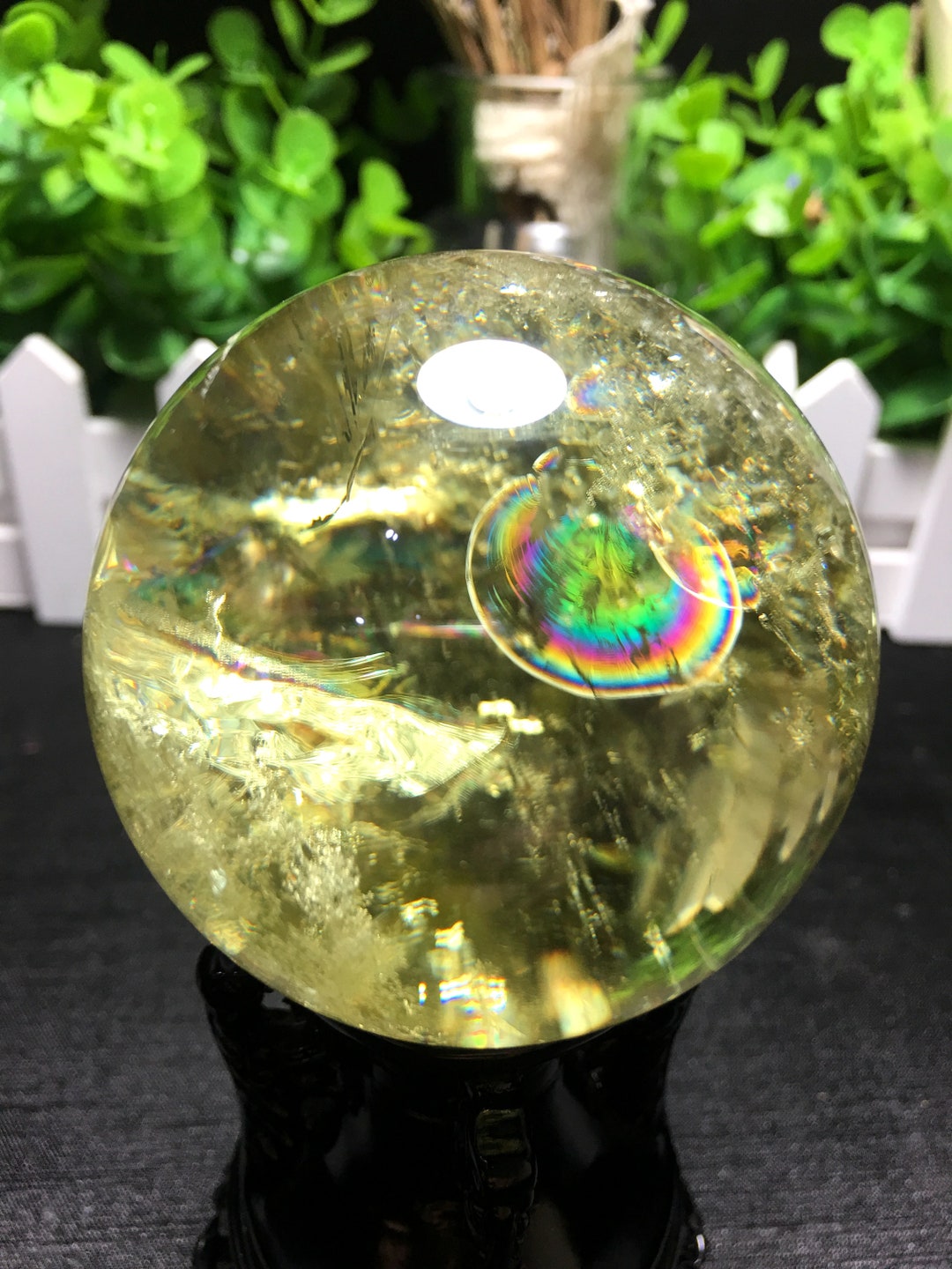 Natural Large Rainbow Citrine Quartz Crystal Sphere/citrine Ball/chakra ...