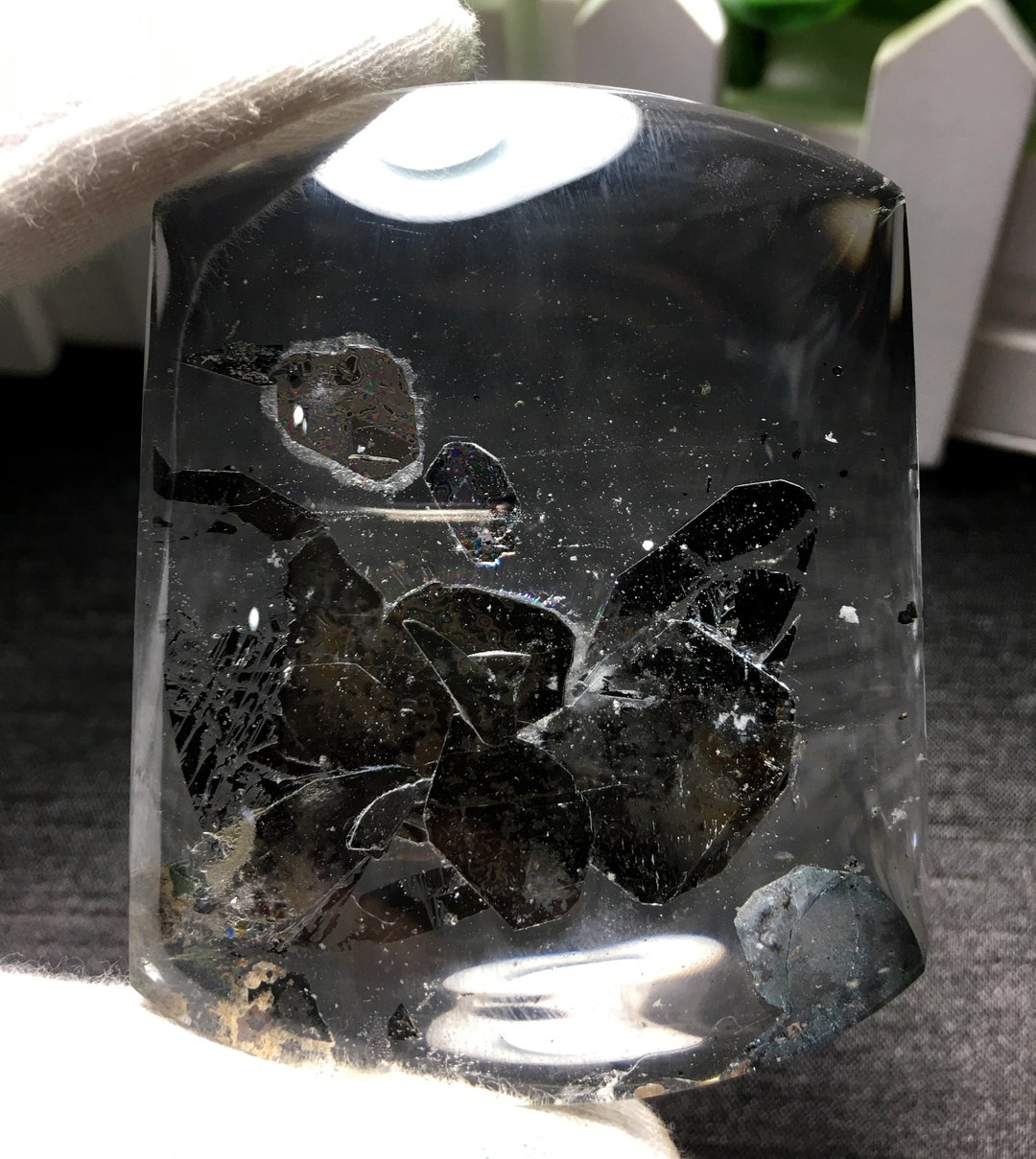 Natural Rare Black Mica Quartz Pendant/ Multi-inclusions Ladder-shaped ...