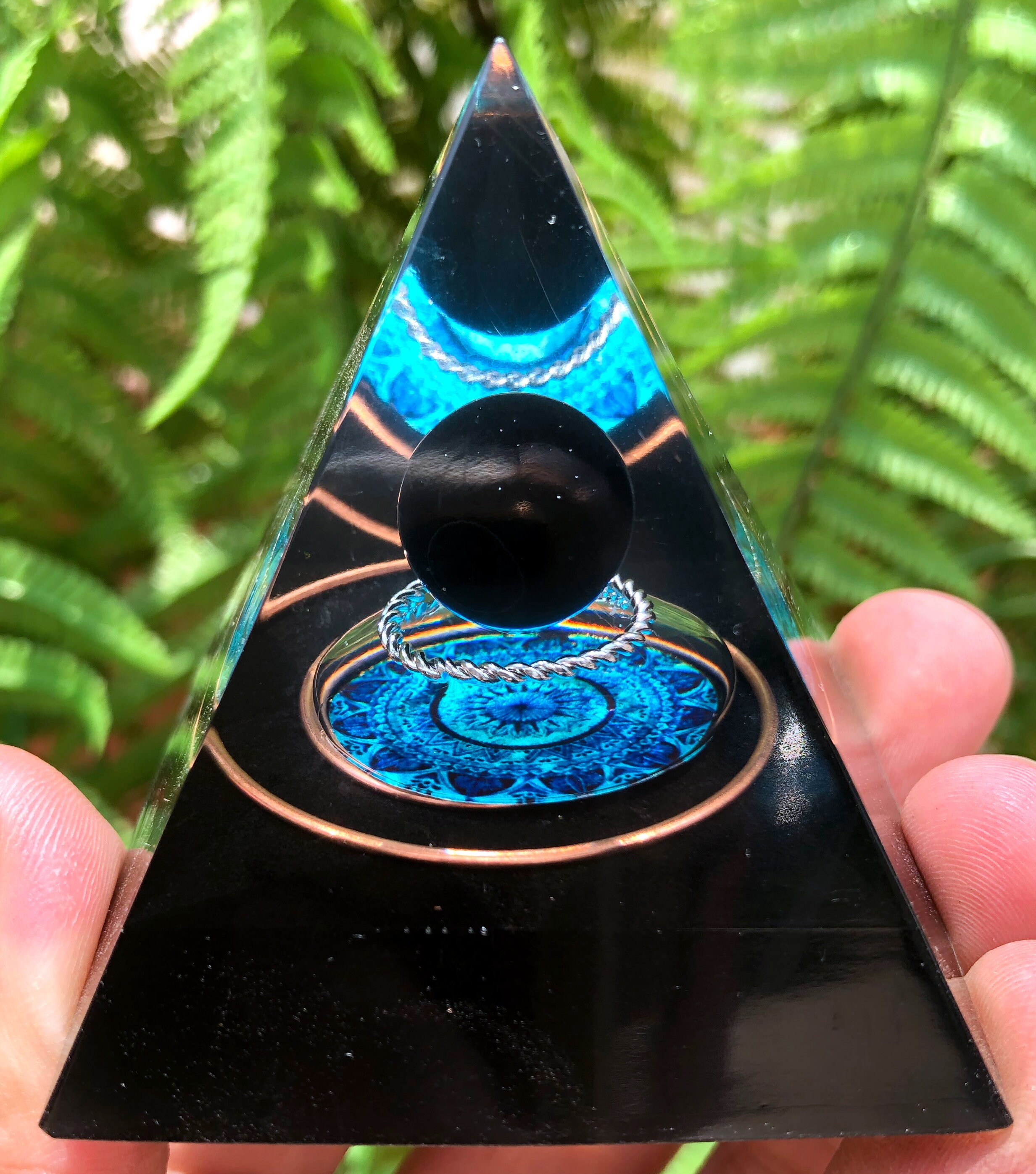 Fantasy magic obsidian Sphere Orgone/Crystal Pyramid | Etsy