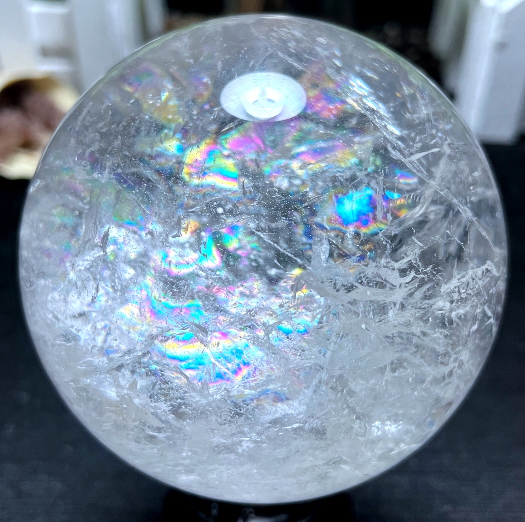 Large Clear Rainbow White Crystal Quartz Sphere/rainbow Crystal Ball ...