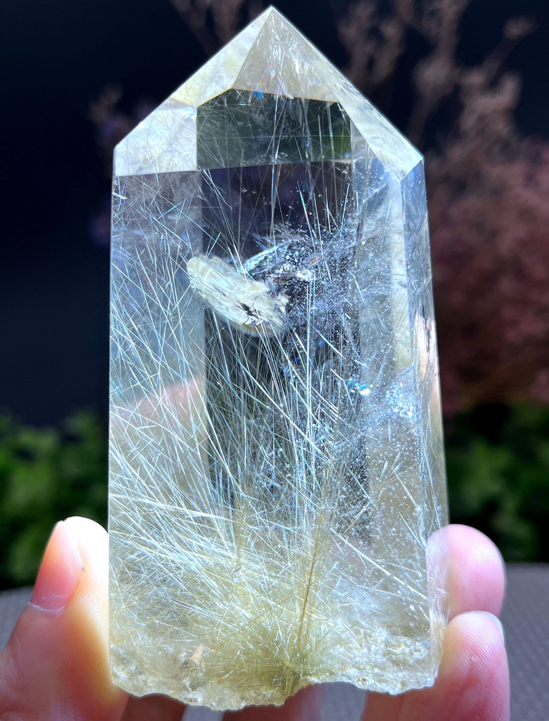 Rare Large Clear Golden Rutilated Inclusions Quartz Point/crystal Tower ...