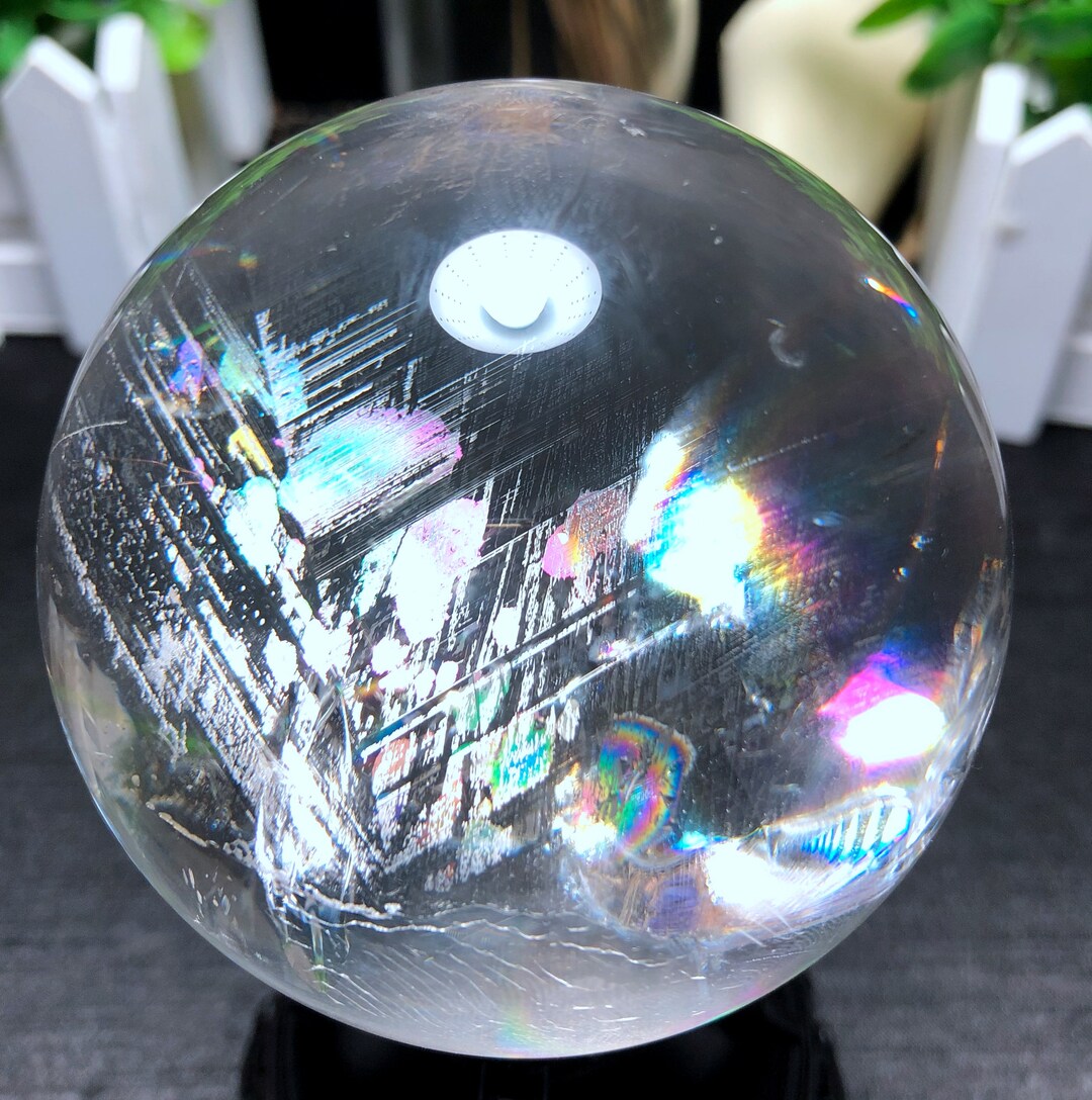 Large Clear Rainbow White Crystal Quartz Sphere/rainbow Crystal Ball ...