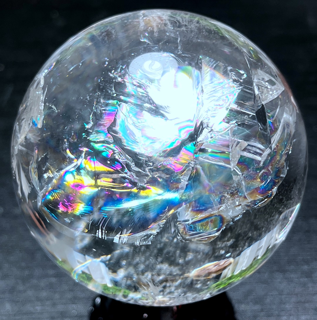 Large Clear Rainbow White Crystal Quartz Sphere/rainbow Crystal Ball ...