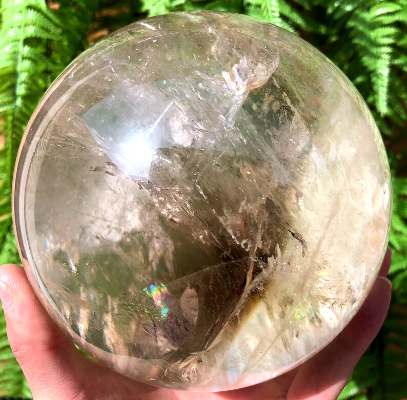 Extra Large Clear Rainbow Smoky Crystal Quartz Sphere/rainbow | Etsy
