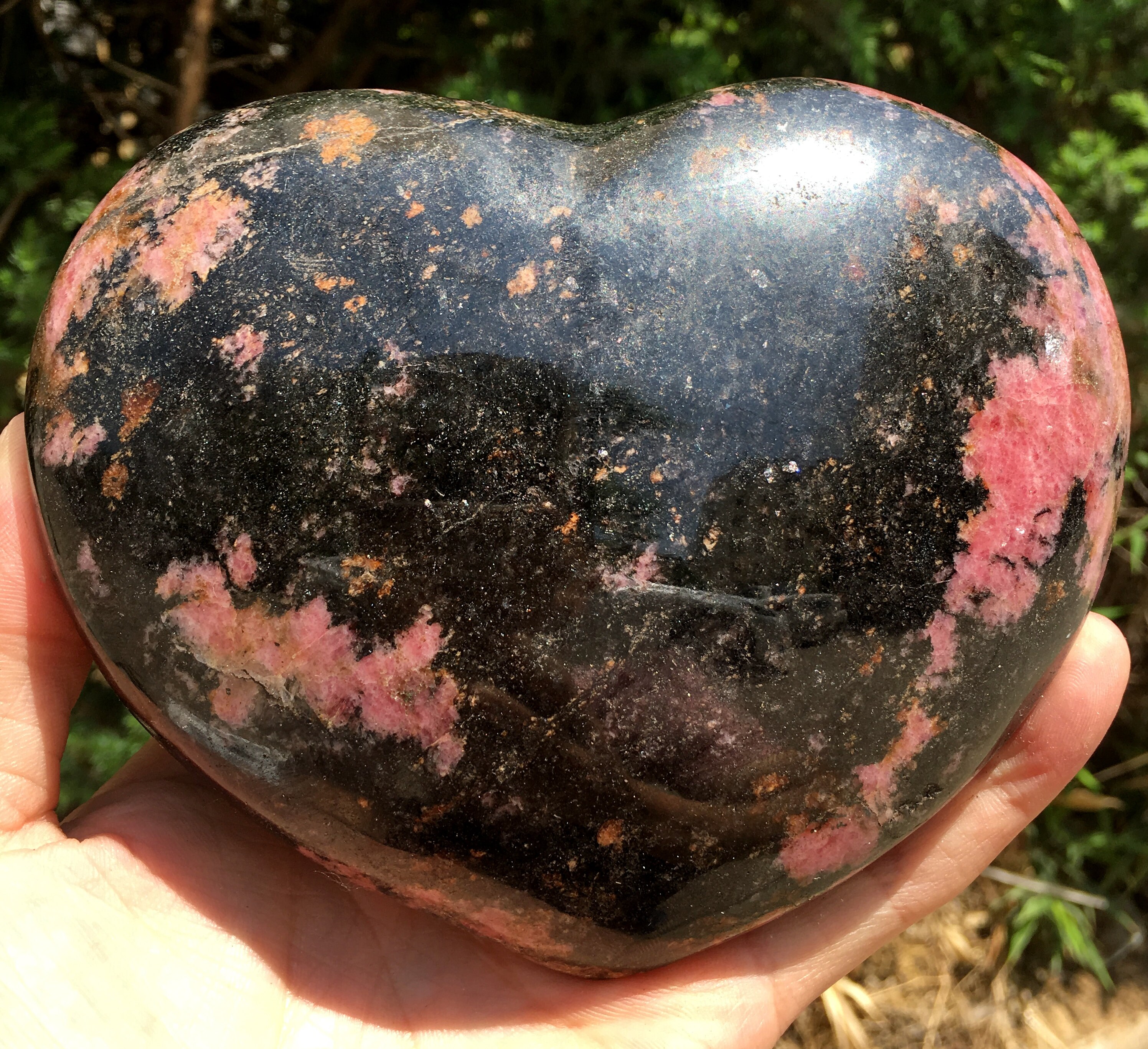 Large Pink And Black Rhodonite Crystal Heart/Pink Rhodonite | Etsy