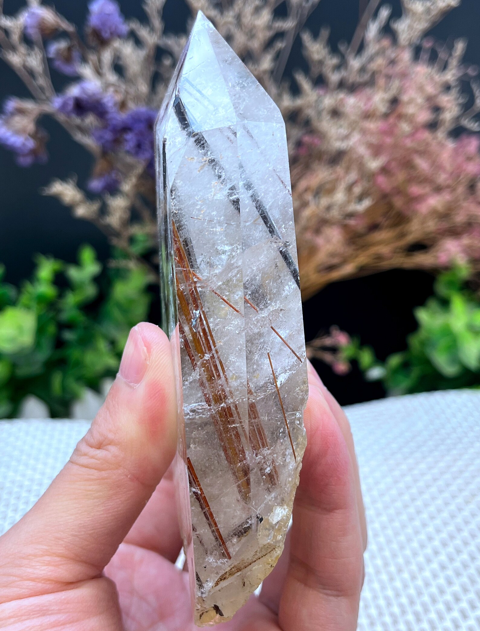 Rare Large Clear Brown Rutilated Inclusions Quartz Point/crystal Tower ...