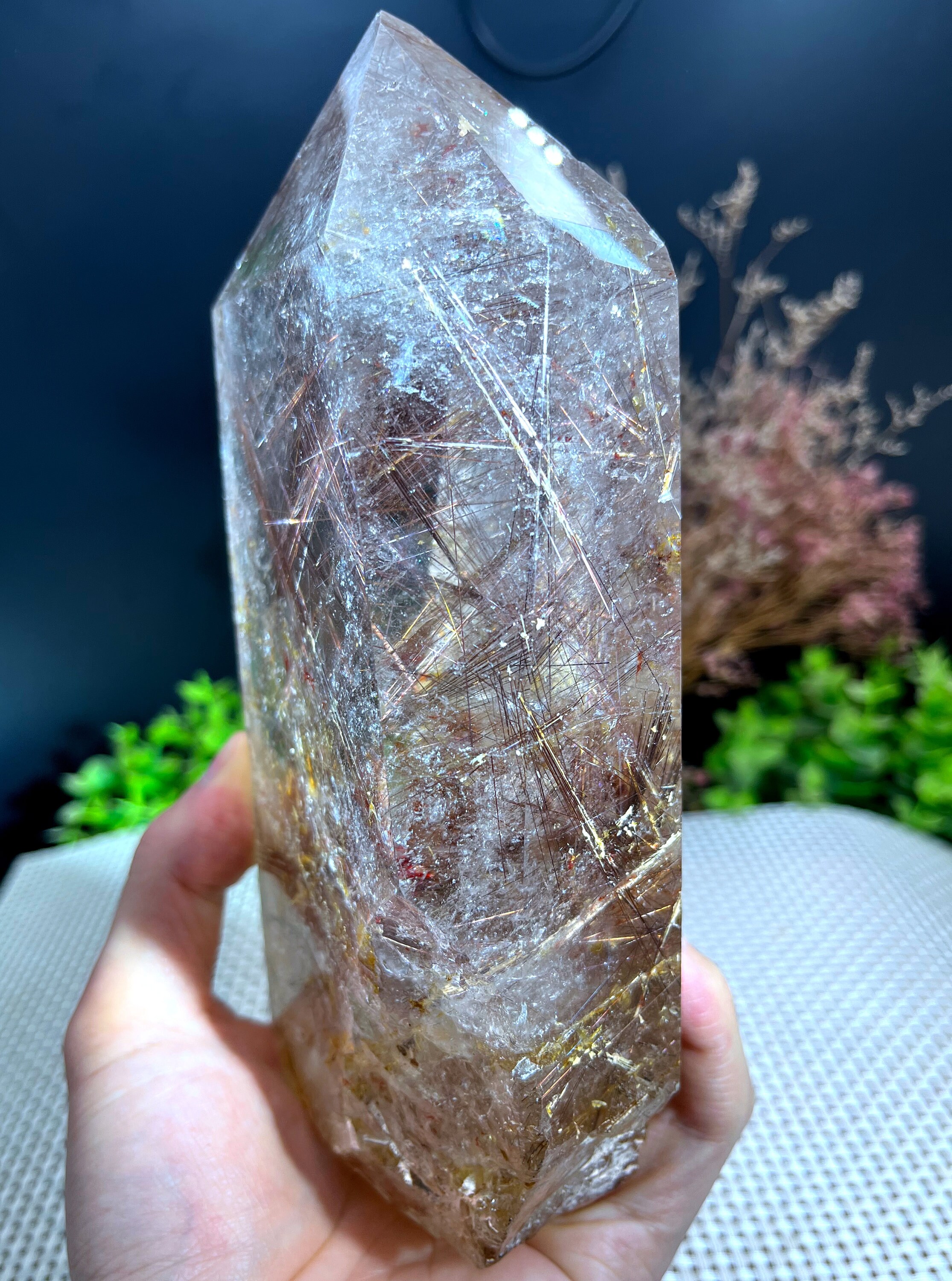 Rare Large Clear Golden Rutilated Inclusions Quartz Point/crystal Tower ...