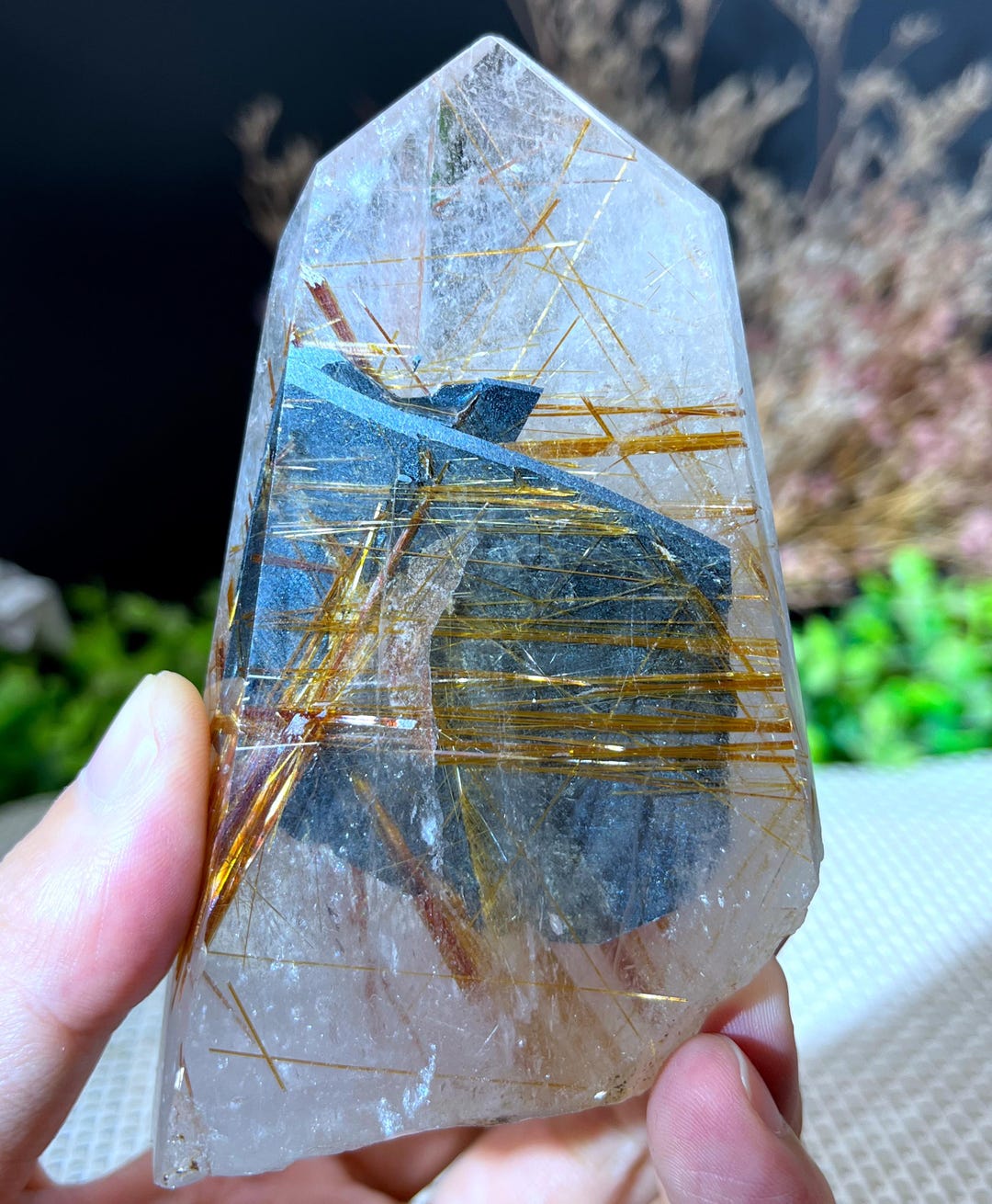 Rare Large Clear Golden Rutilated Inclusions Quartz Point/crystal Tower ...