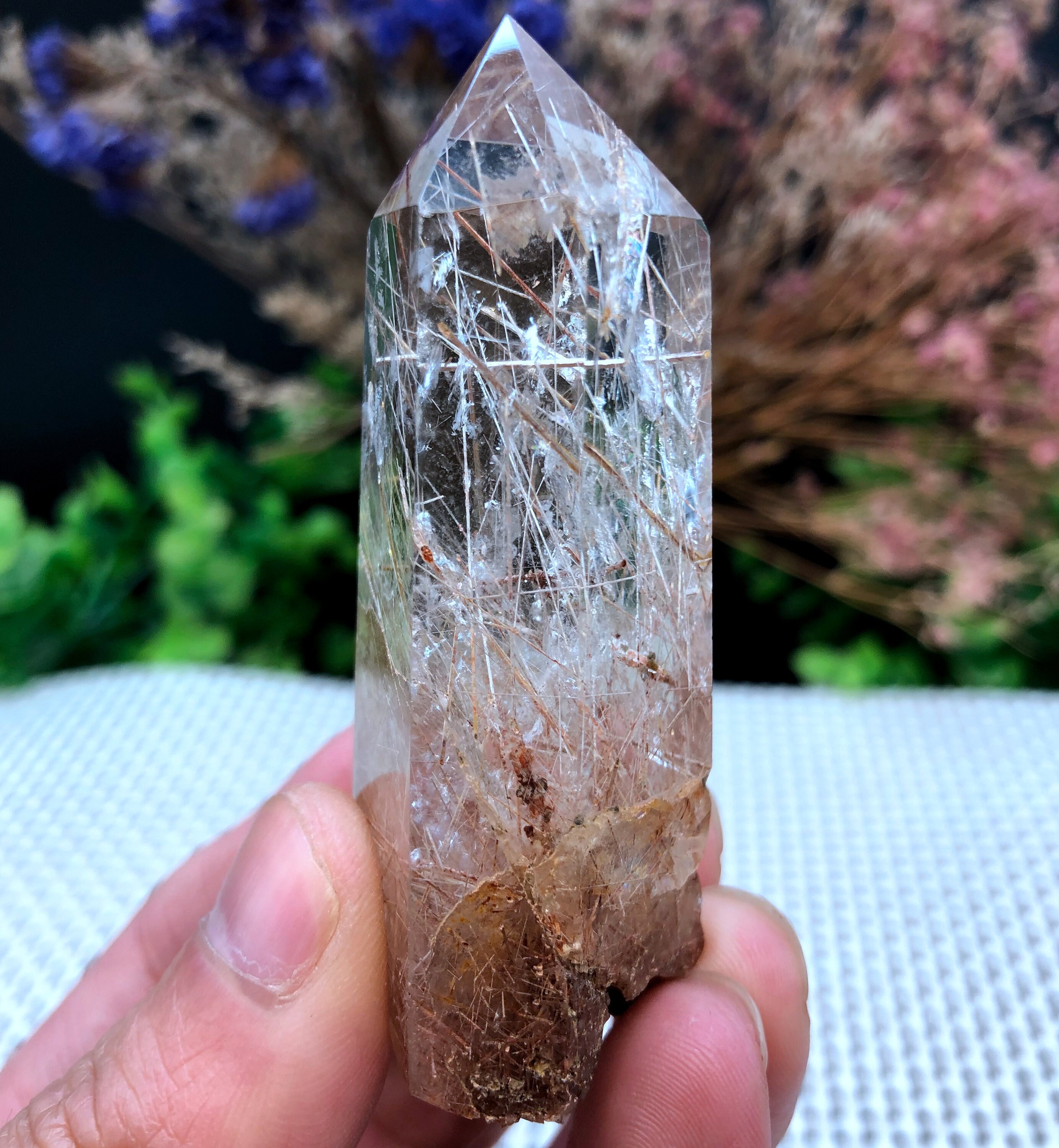 Rare Large Clear Golden Rutilated Inclusions Quartz Point/crystal Tower ...