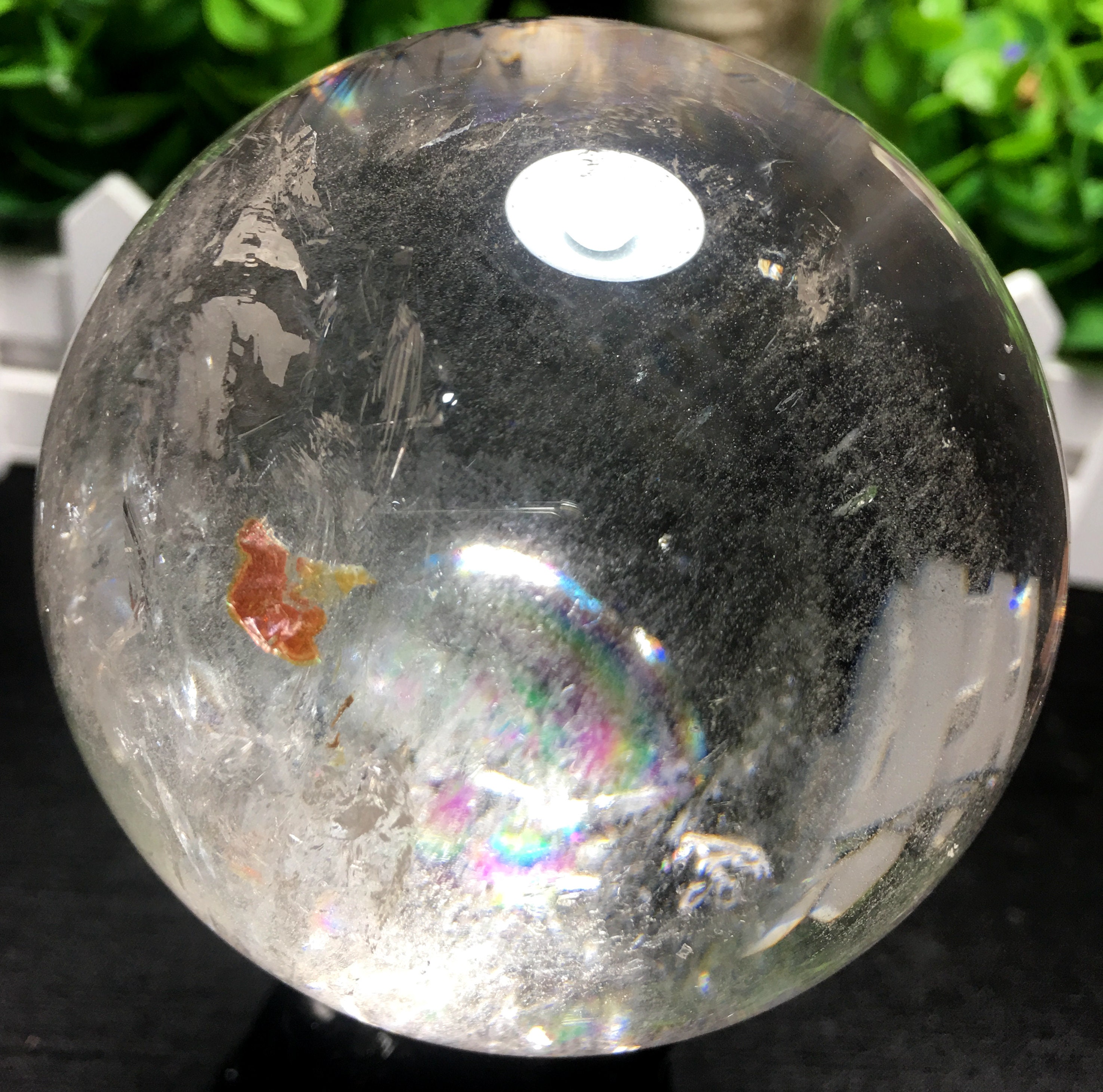 Large Clear Rainbow white Crystal Quartz sphere/Rainbow | Etsy